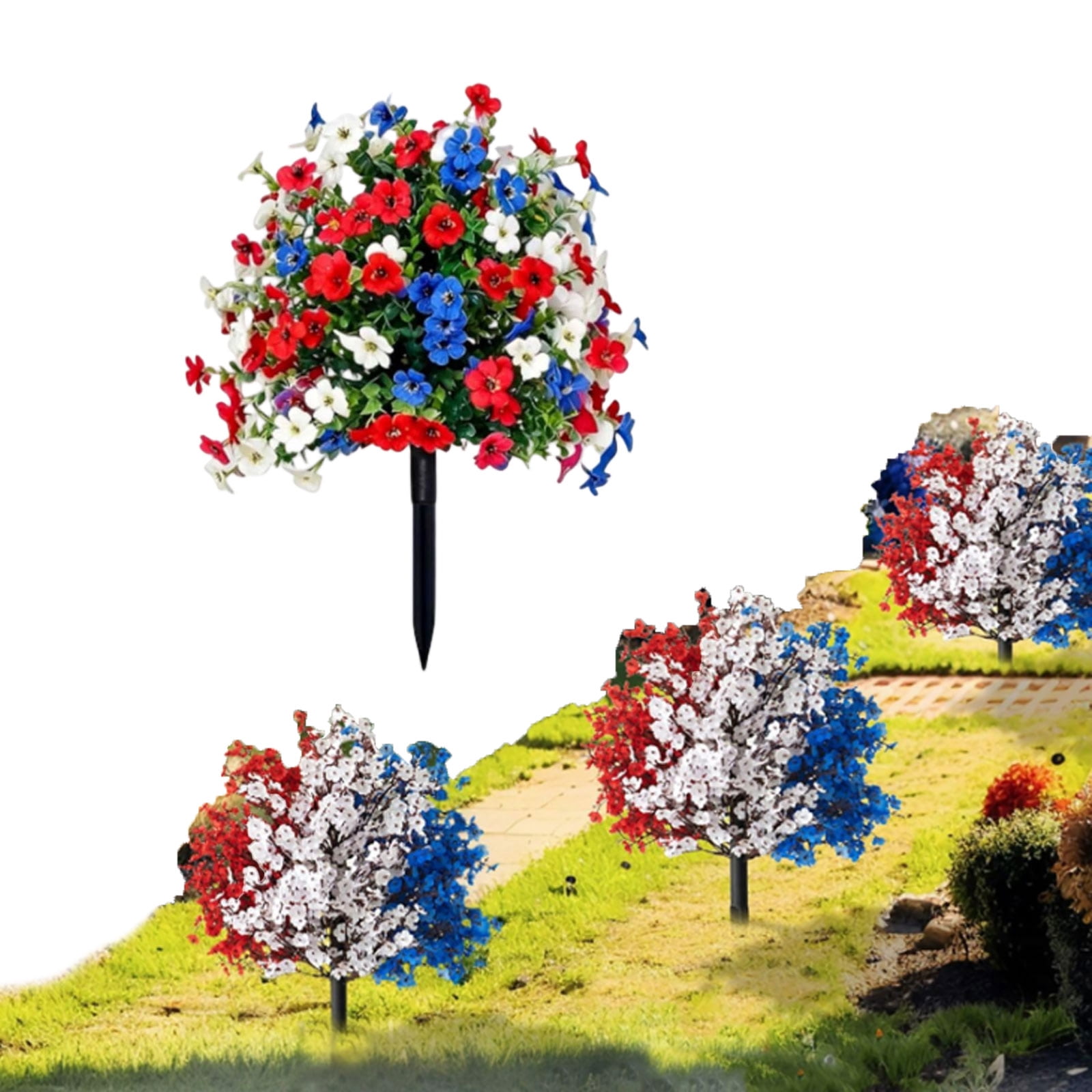 4th of July Decor - Tricolor Patriotic Topiary Ball Trees, Red White ...