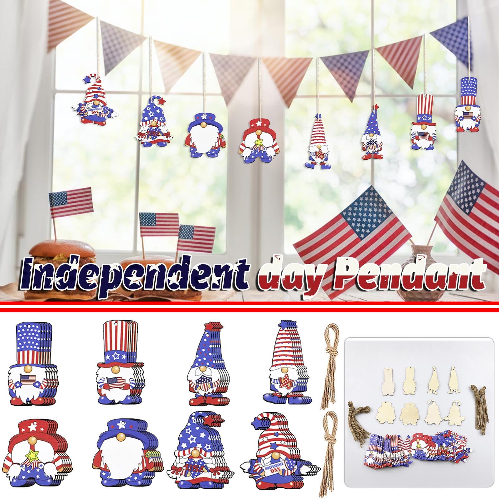 4th of July Decorations 2024! FNYOXU American Independence Day Wooden Crafts Independence Day ...