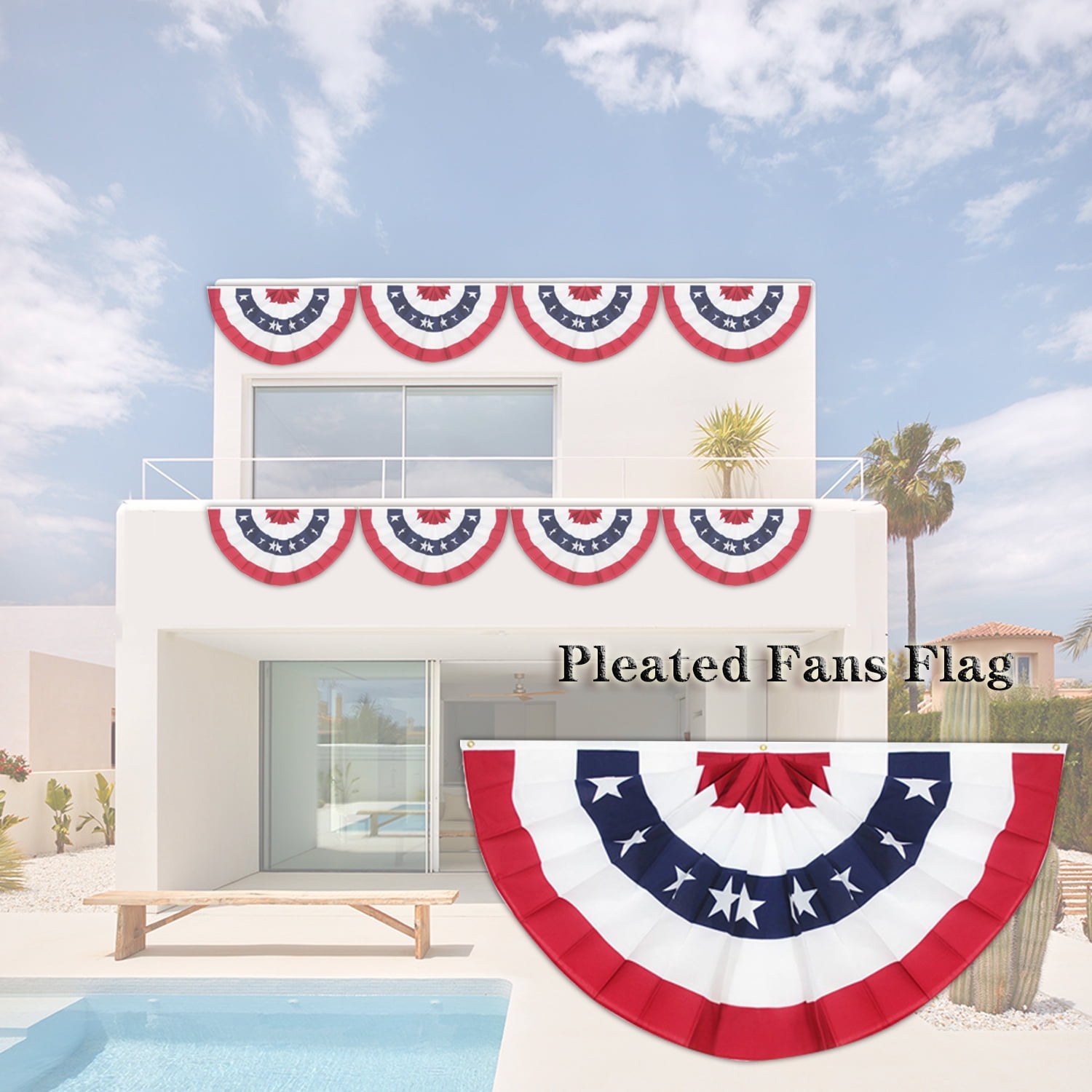 4th of July Decorations American Pleated Fan Flag Polyester Flag ...