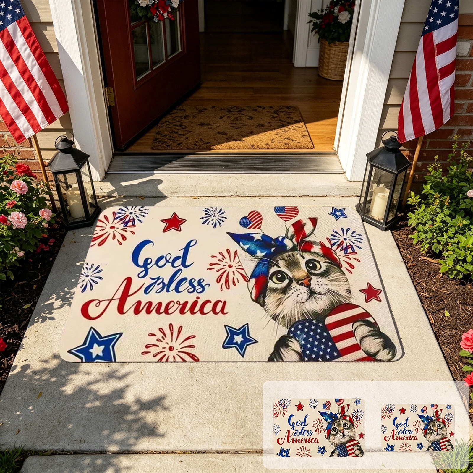 4th of July Decorations Outdoor Rug, Thickened Soft Door Mat ...