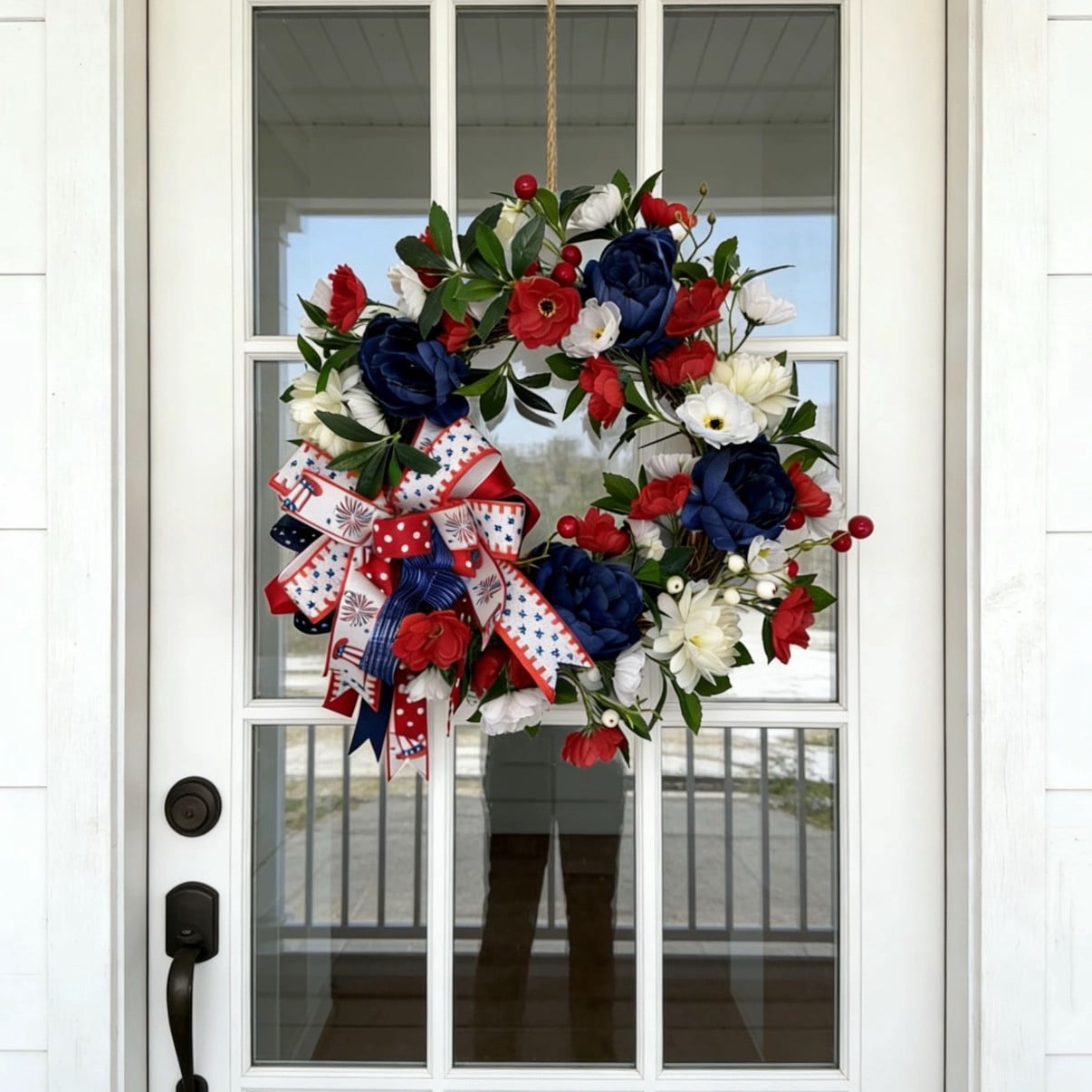 4th of July Decorations Patriotic Decor 16 Inch Red White Blue Wreath ...