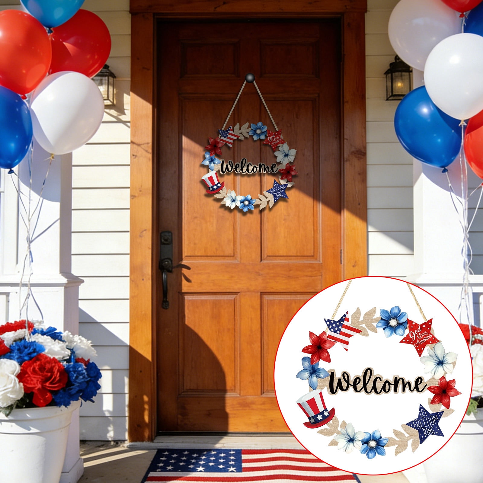 4th of July Decorations Patriotic Wreaths for Front Door Independence ...