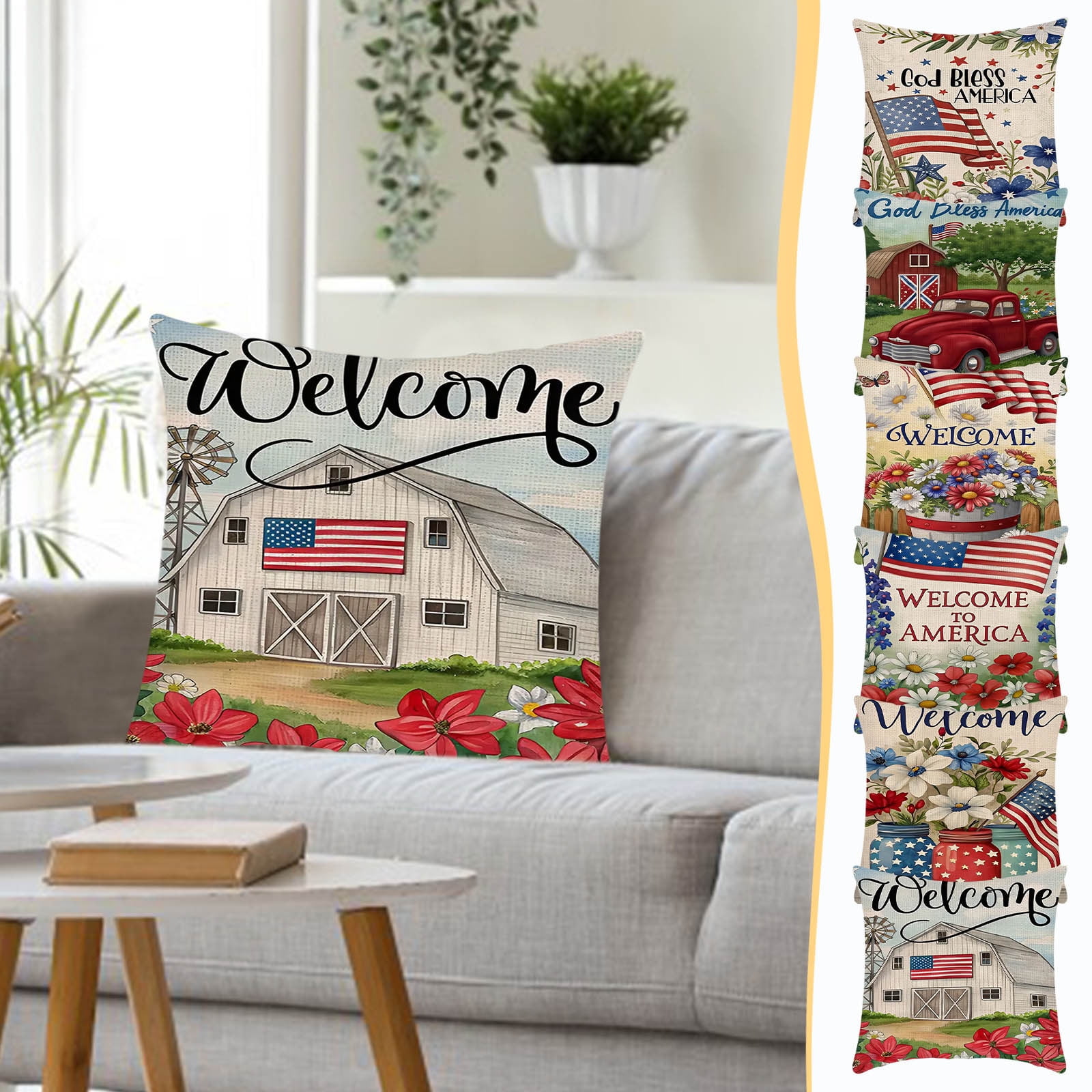 4th of July Decorations Pillow Covers, Hwkond America Flag Double Sides ...