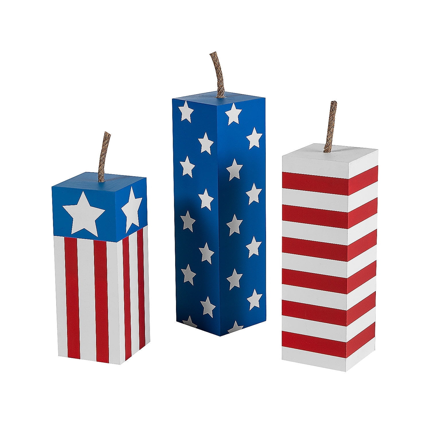 4th of July Decorations VIWING Patriotic Fireworks Wood Blocks, 3 Piece ...