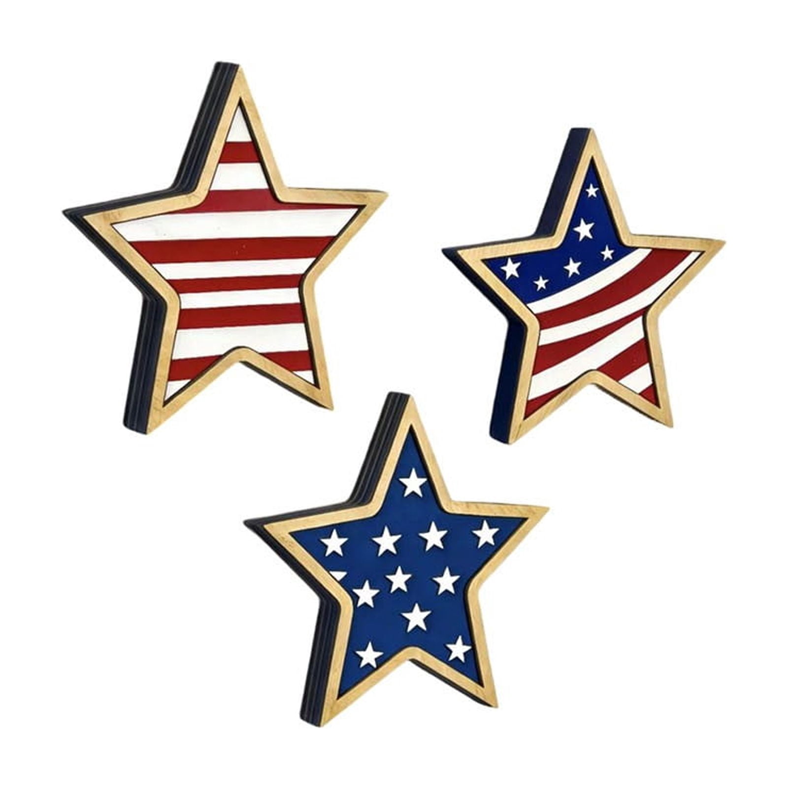 4th of July Decorations Wooden Stars, Patriotic Memorial Day Tiered ...