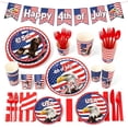 4th of July Disposable Party Supplies Set, USA Eagle Flag Paper Plates ...