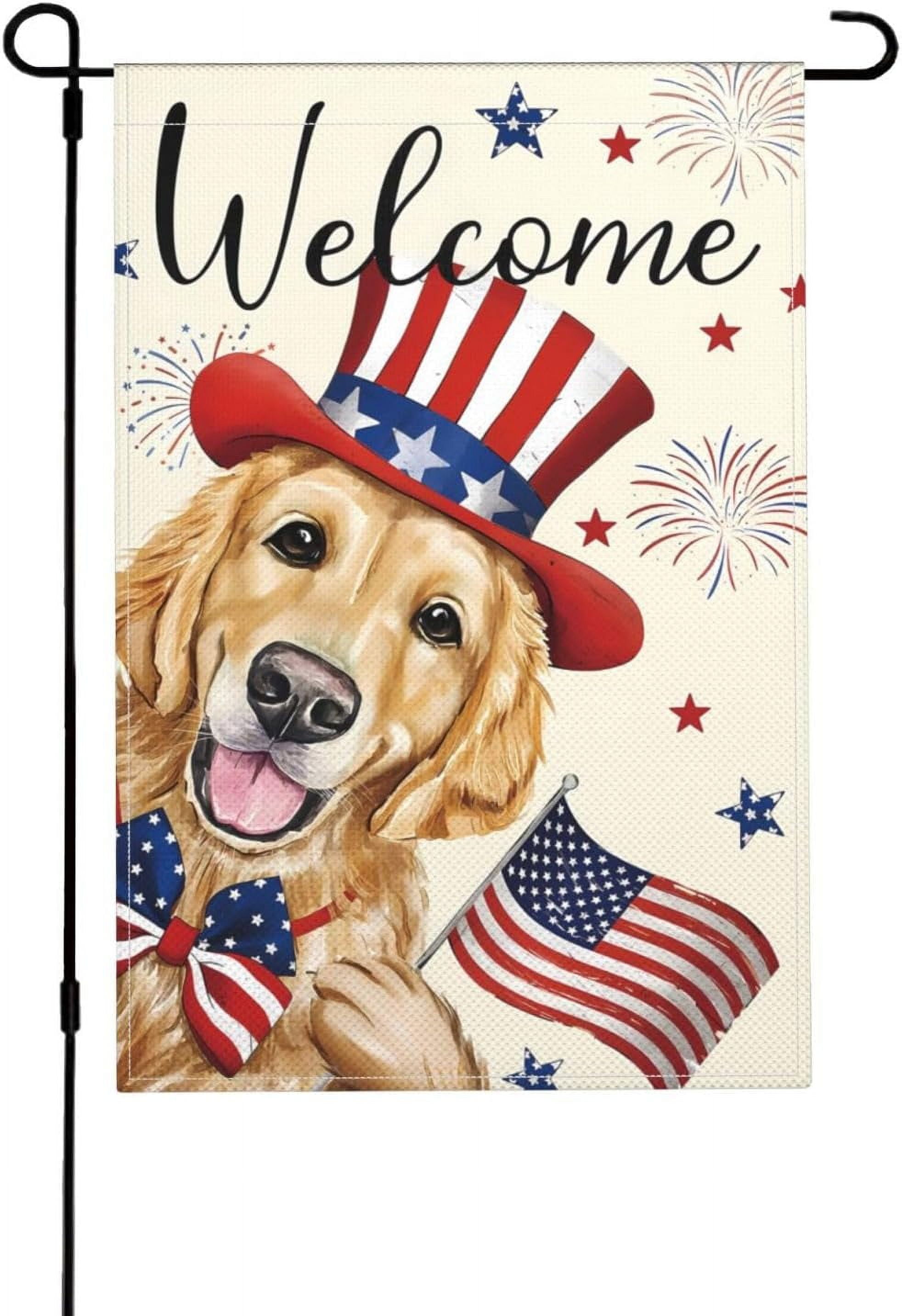 4th of July Dogs Garden Flags Double Sided American Flag Welcome Garden ...