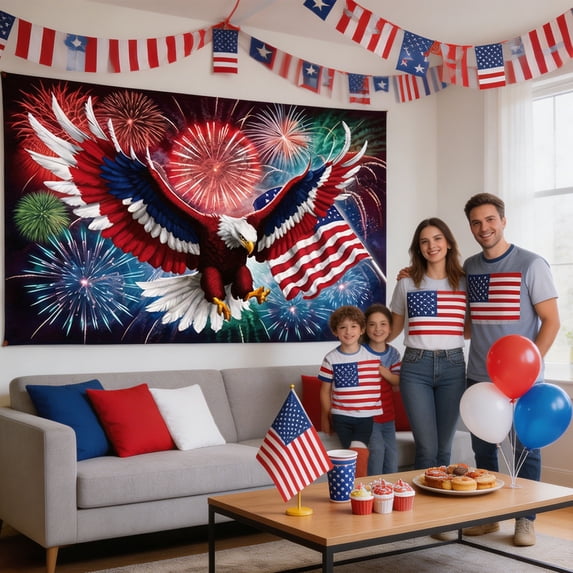 4th of July Eagle Pattern Backdrop Cloth 32x47 Inch, Patriotic Photo ...