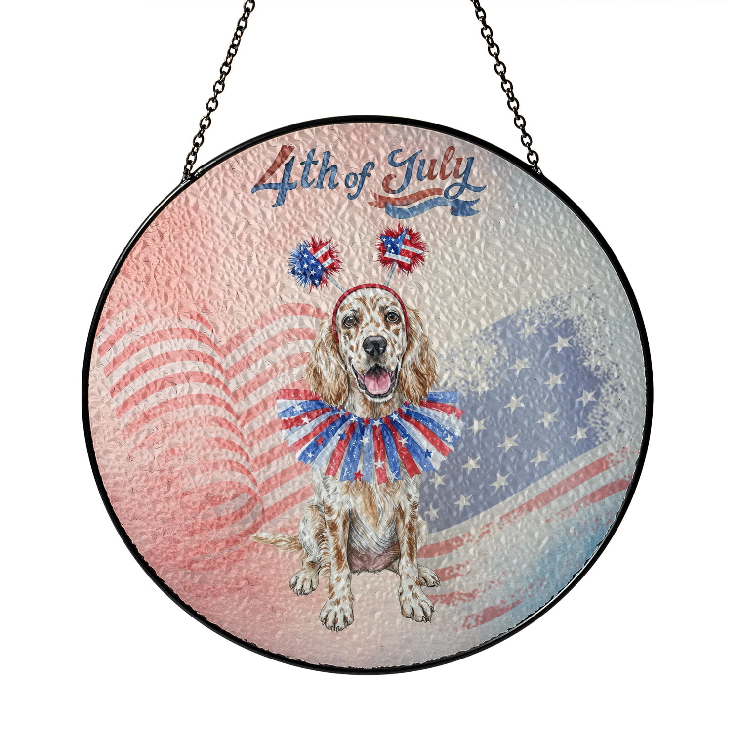 4th of July English Setter Celebrates Independence Day Stained Glass ...