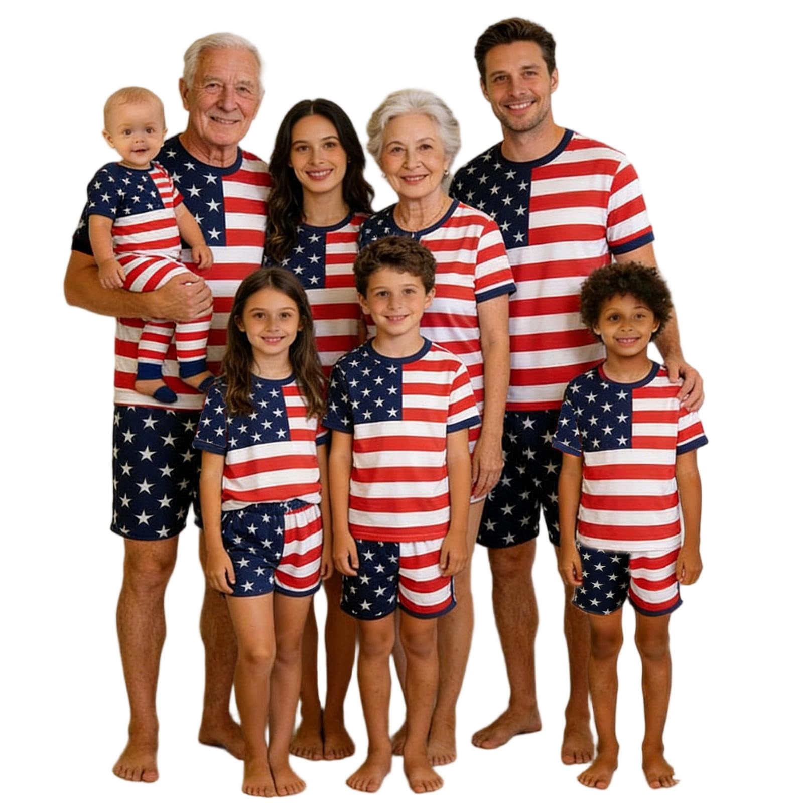 4th of July Family Matching Outfits Red White Blue Patriotic Short ...