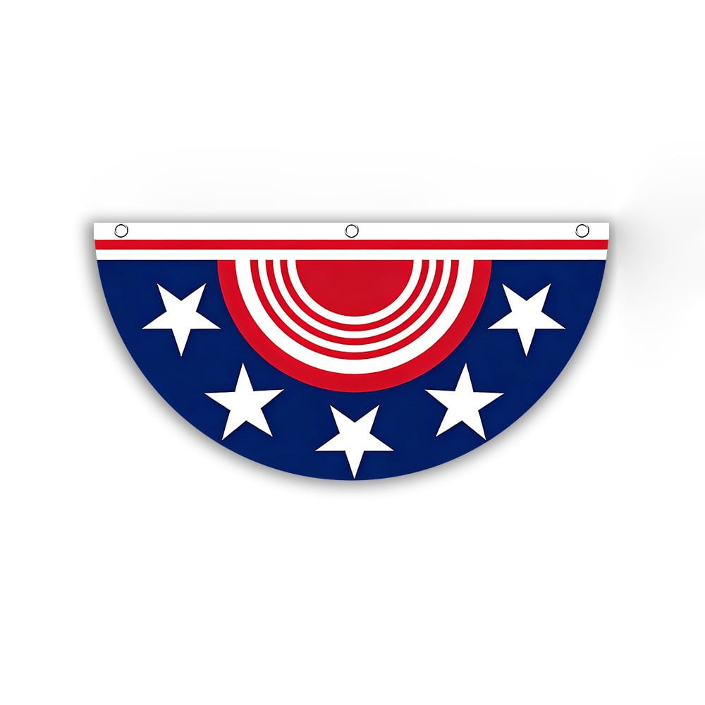 4th of July Fan Flag 35"x18", Patriotic Nylon Bunting Banner ...