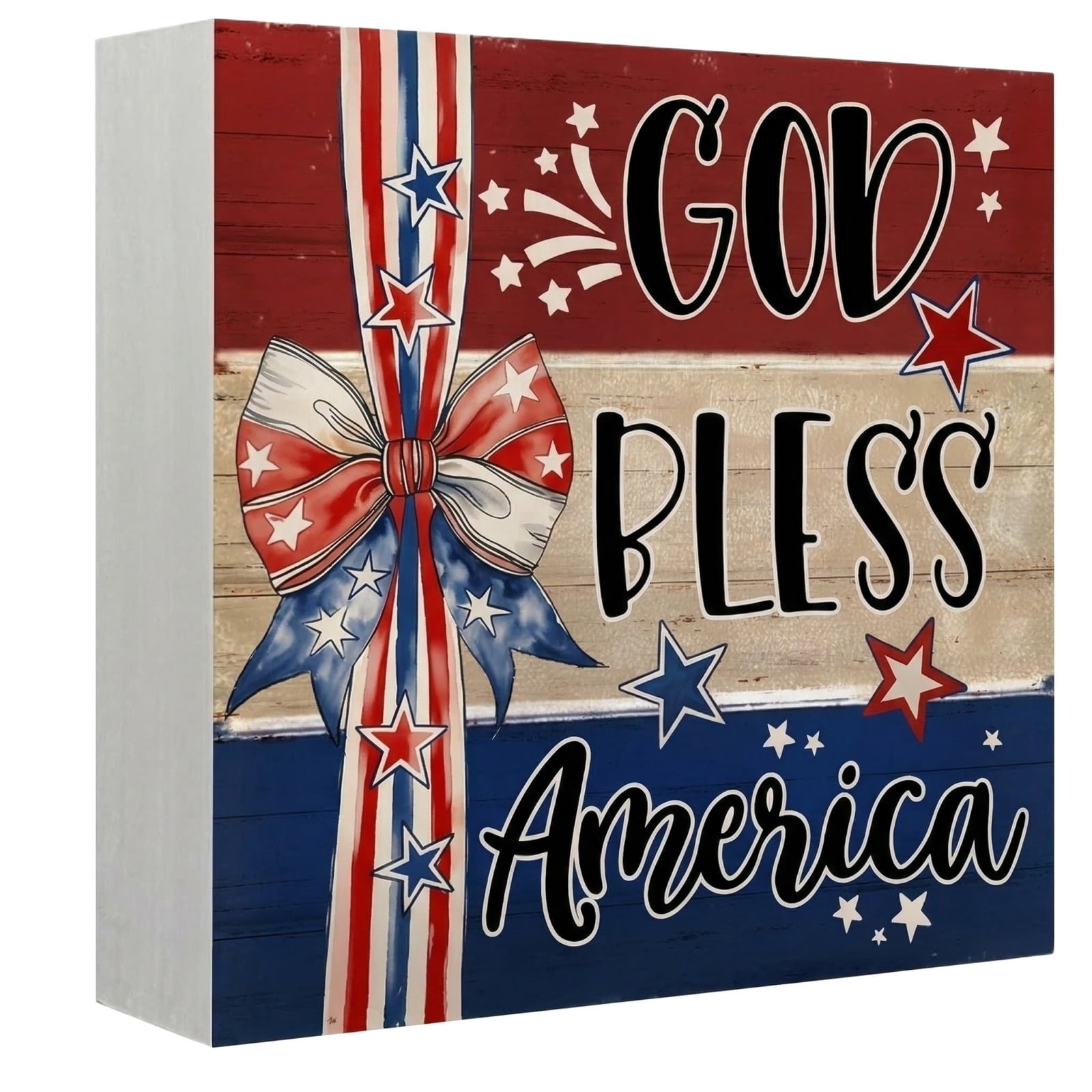 4th of July Faux Book Decor Set, Patriotic Americana Wooden Tabletop ...