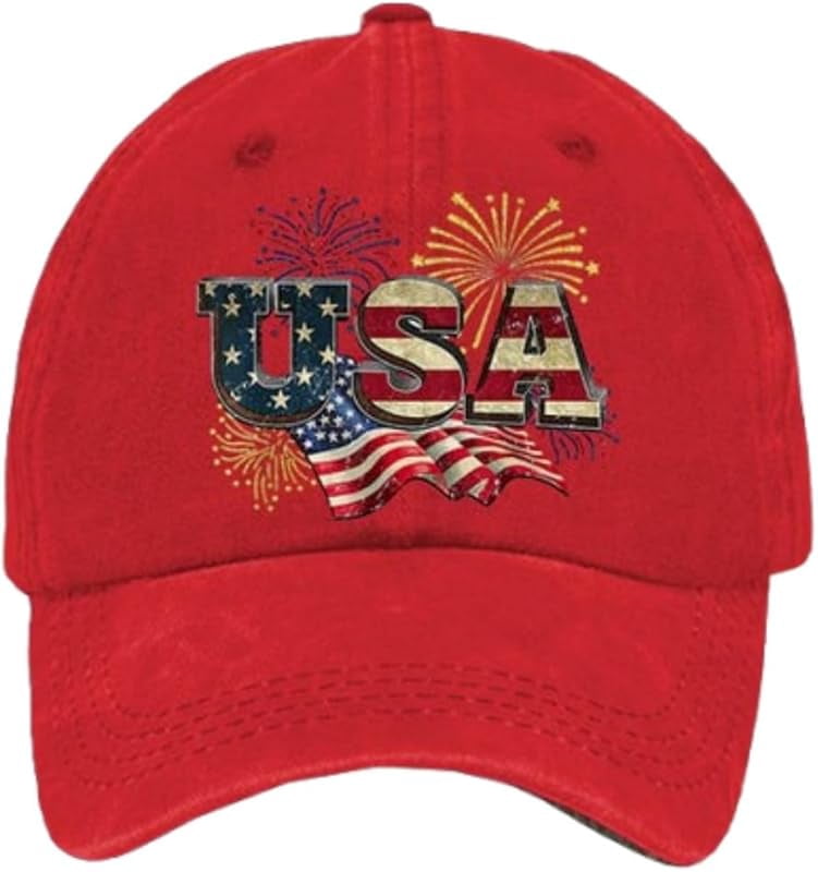 4th of July Fireworks Cap American Flag Hat Independence Day Red White ...