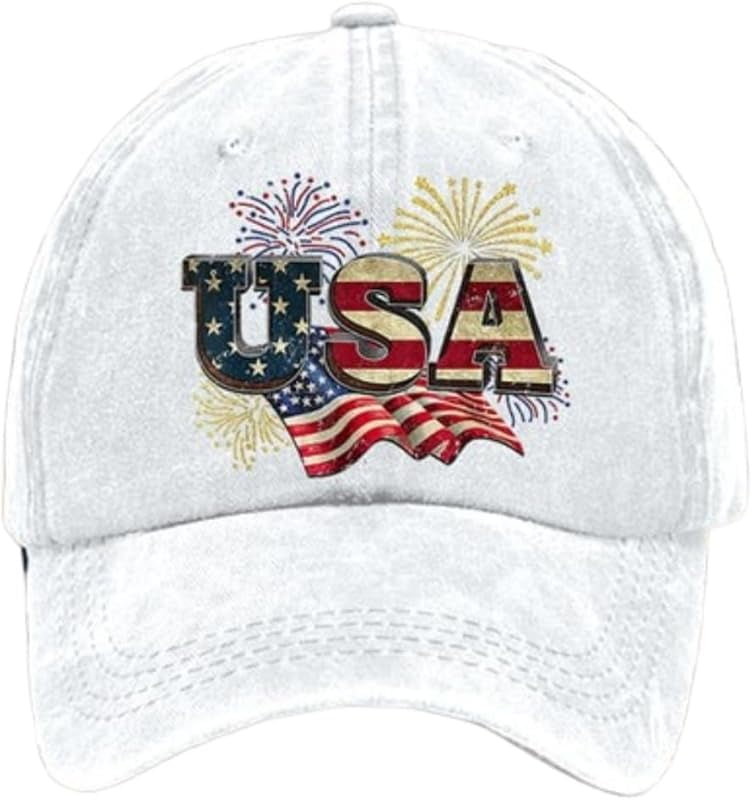 4th of July Fireworks Cap American Flag Hat Independence Day Red White ...