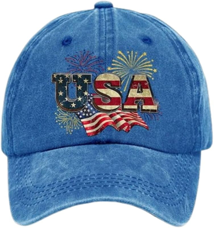 4th of July Fireworks Cap American Flag Hat Independence Day Red White ...
