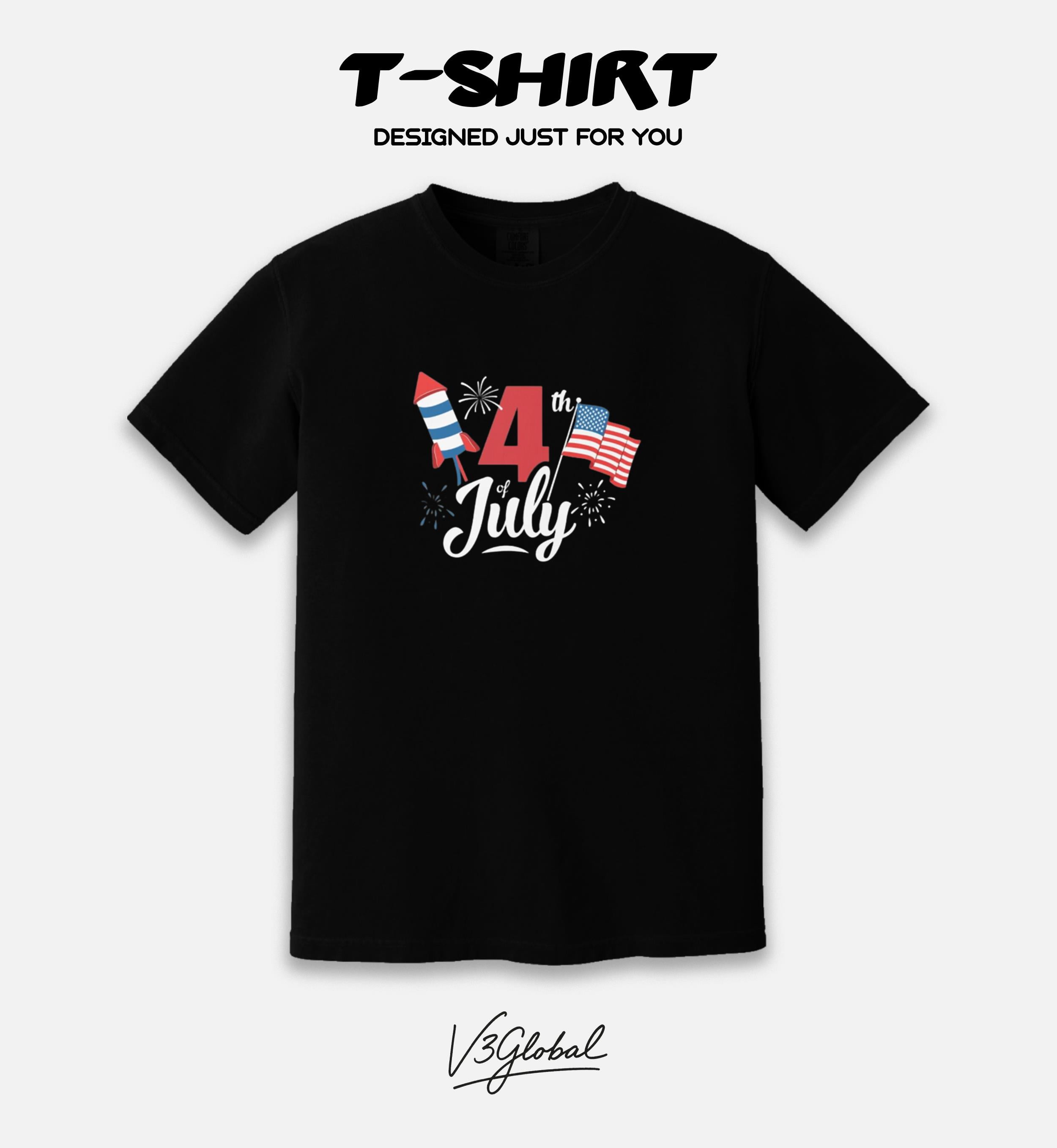 4th of July Fireworks USA Flag America Graphic Unisex T-Shirt Spanky3328, up to size 4XL ...