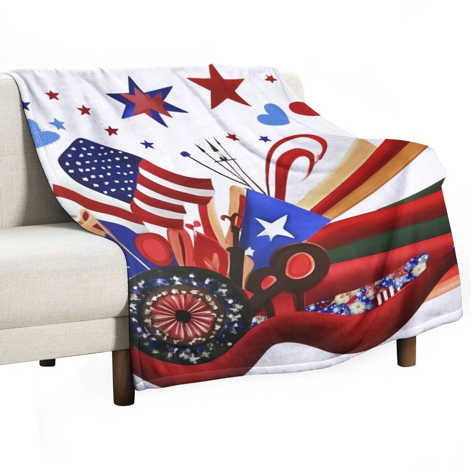 4th of July Flannel Blanket Lightweight Blanket for Couch Sofa Bed ...