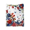 4th of July Flannel Blanket Throw, American Flag Stars Flowers ...