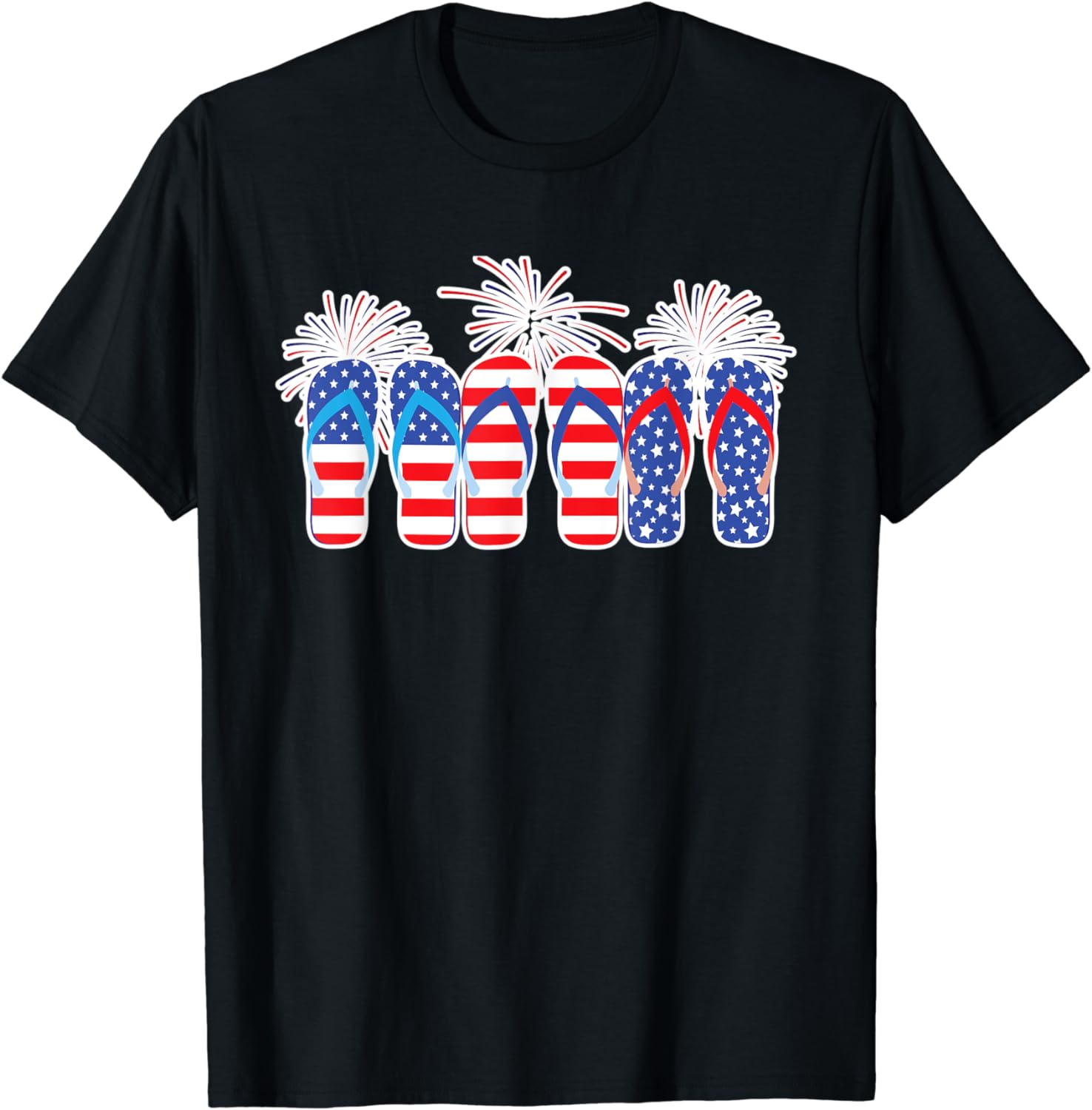 4th of July Flip Flops Red White Blue American Flag Gift T-Shirt ...