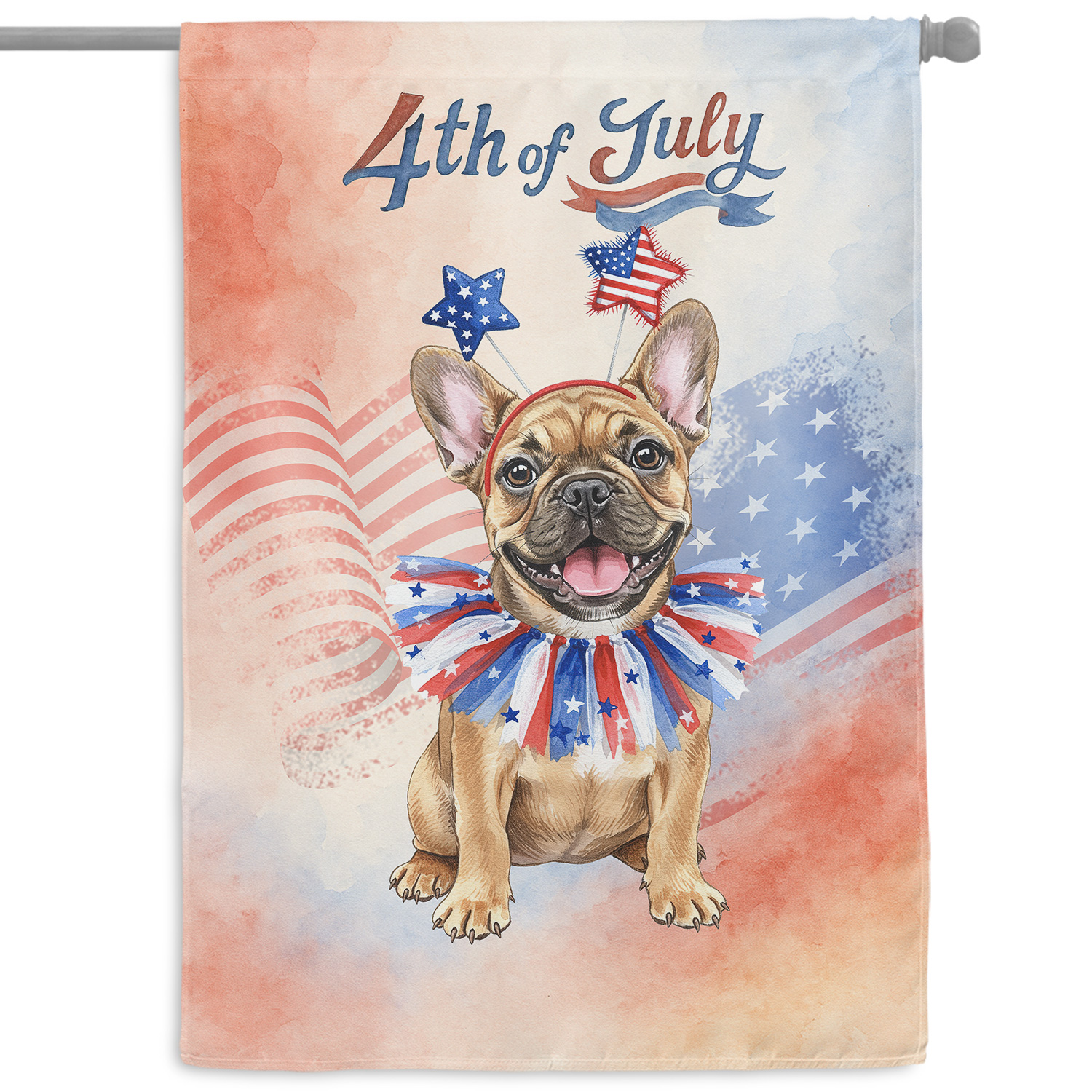 4th of July French Bulldog Celebrates Independence Day House Flag ...