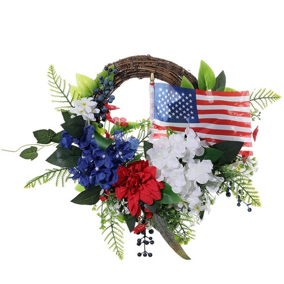 4th of July Front Door Wreath, Patriotic Floral Garland, American Flag ...