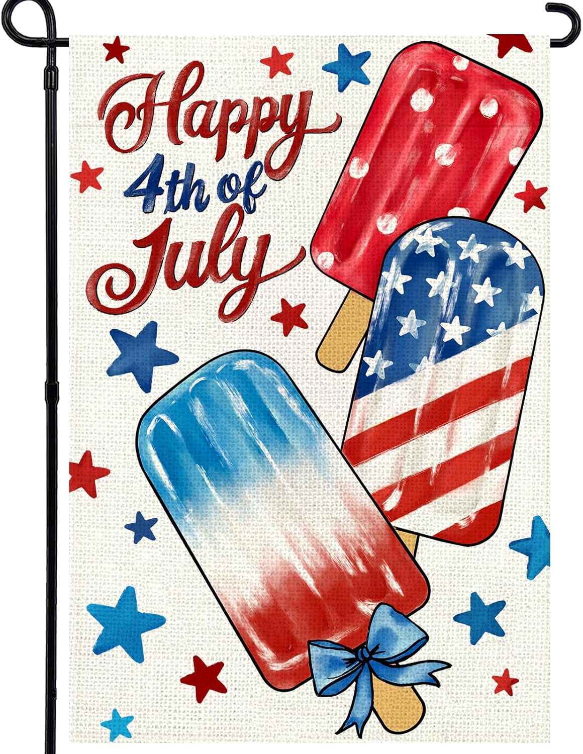 4th of July Garden Flag 12x18 Inch with Popsicles Double Sided Yard ...