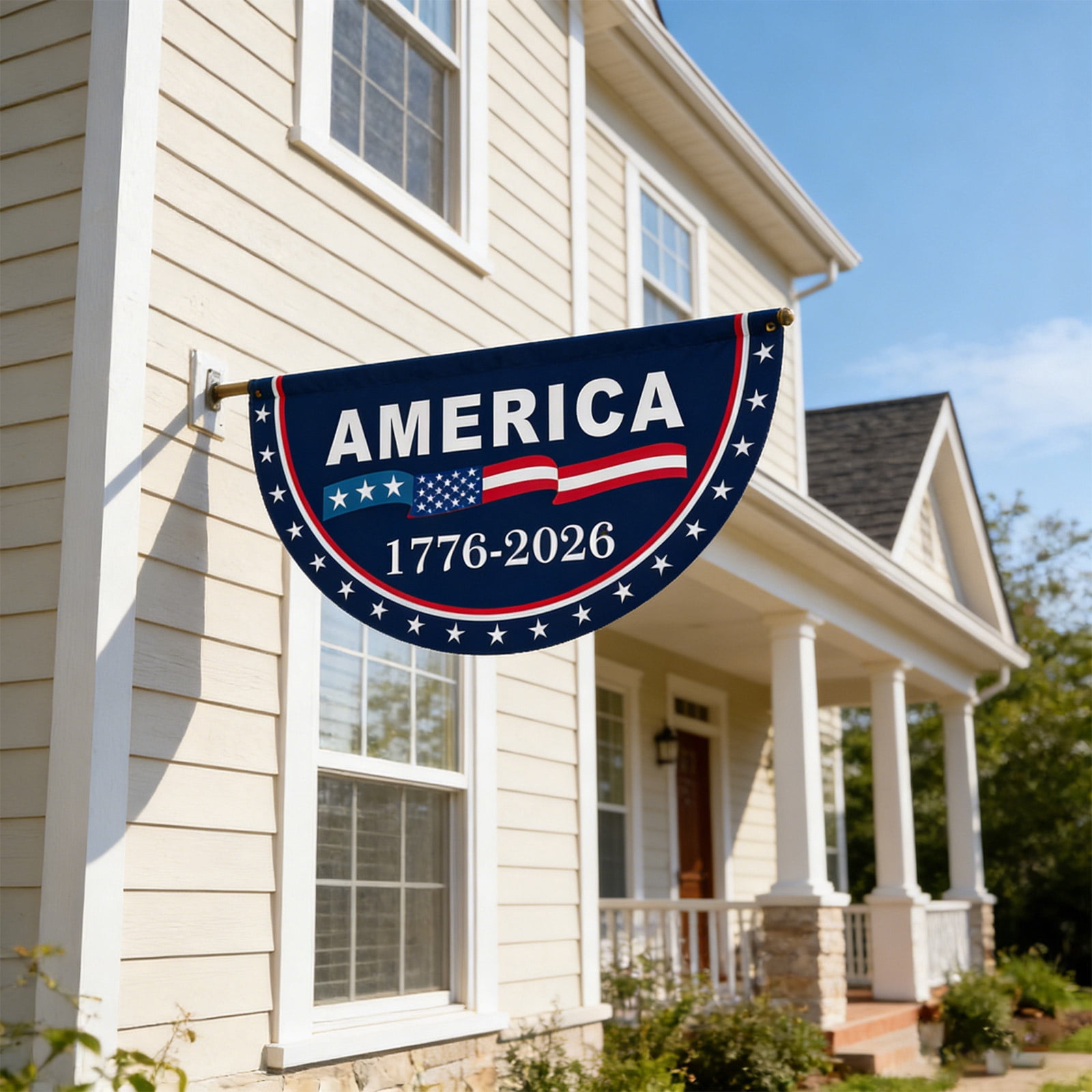 4th of July Garden Flag, 250th Anniversary Fan-Shaped American Banner ...