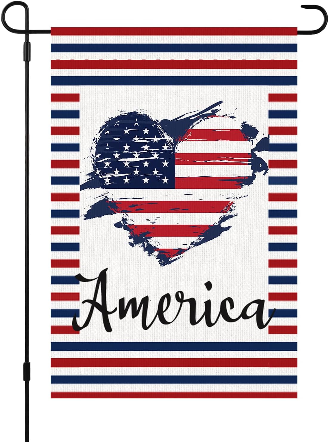 4th of July Garden Flag Double Sided Heart Stripes Patriotic Memorial ...