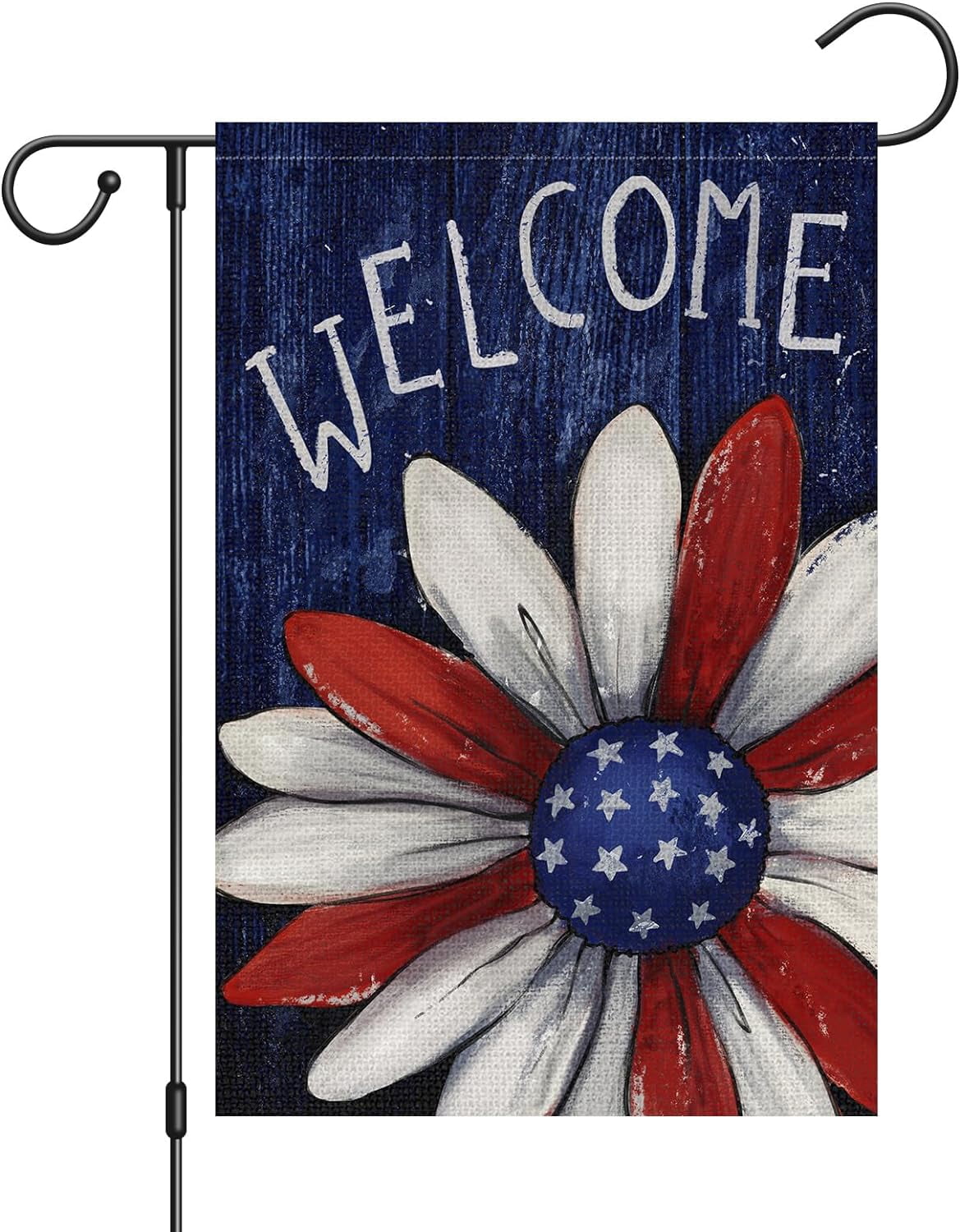 4th of July Garden Flag Double Sided, Vertical Patriotic Daisy Memorial ...