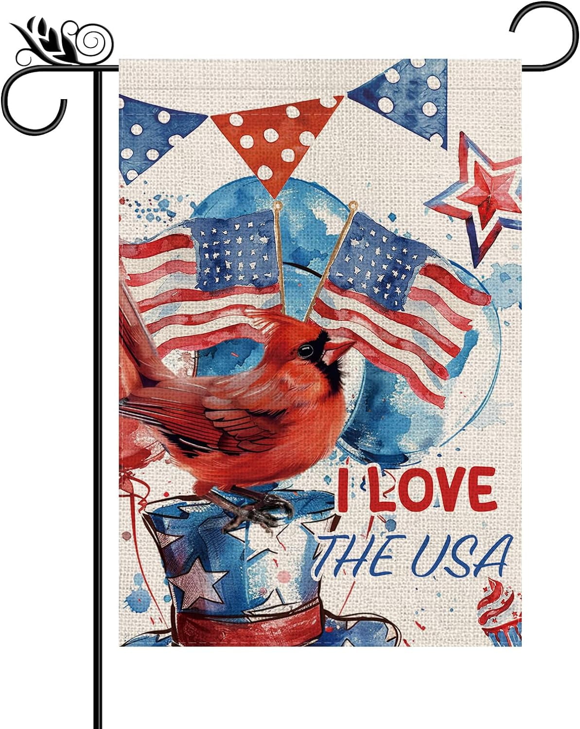 4th of July Garden Flag I LOVE THE USA Double Sided USA Flag Patriotic ...