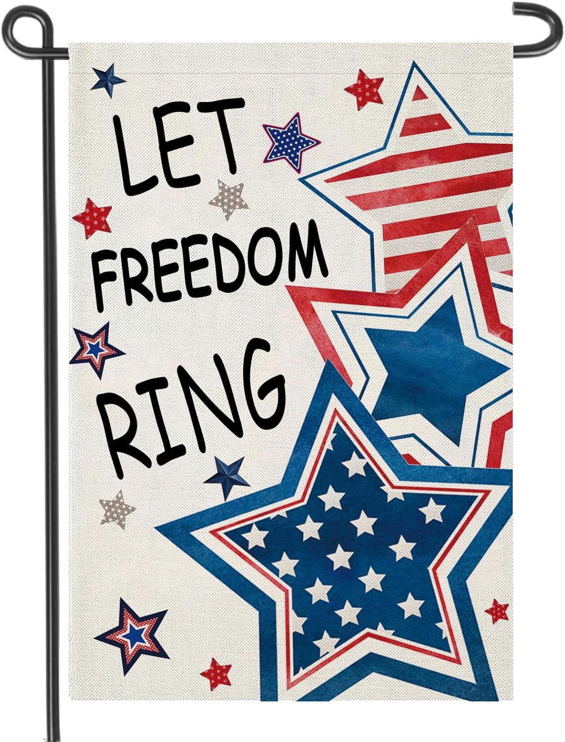 4th of July Garden Flags Double Sided, Patriotic Stars LET FREEDOM RING ...