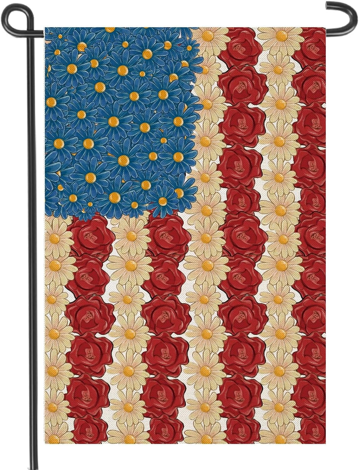 4th of July Garden Flags for Outside, Patriotic American Flowers Flag ...