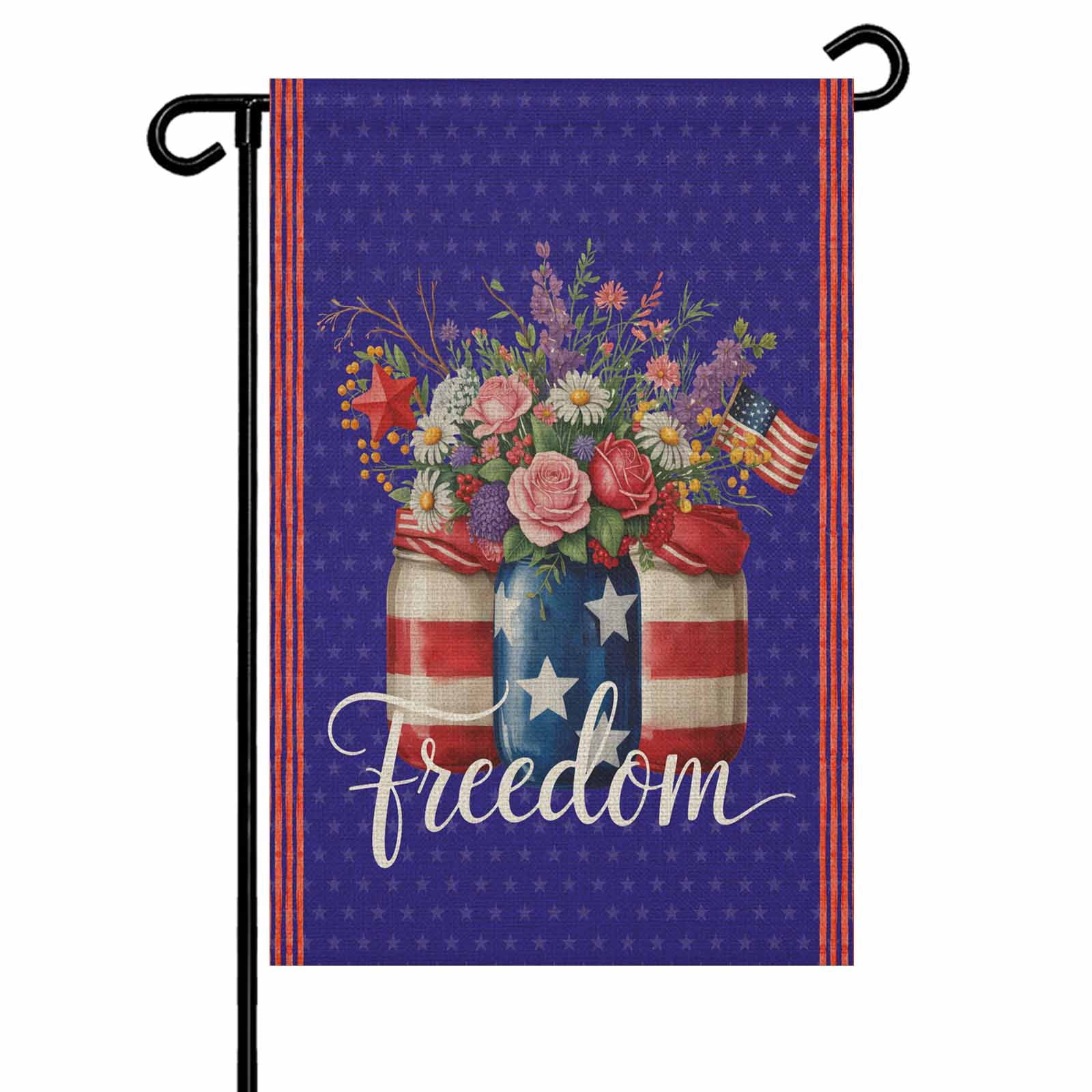 4th of July Garden Flags for Outside Patriotic Flower Stars Celebration ...