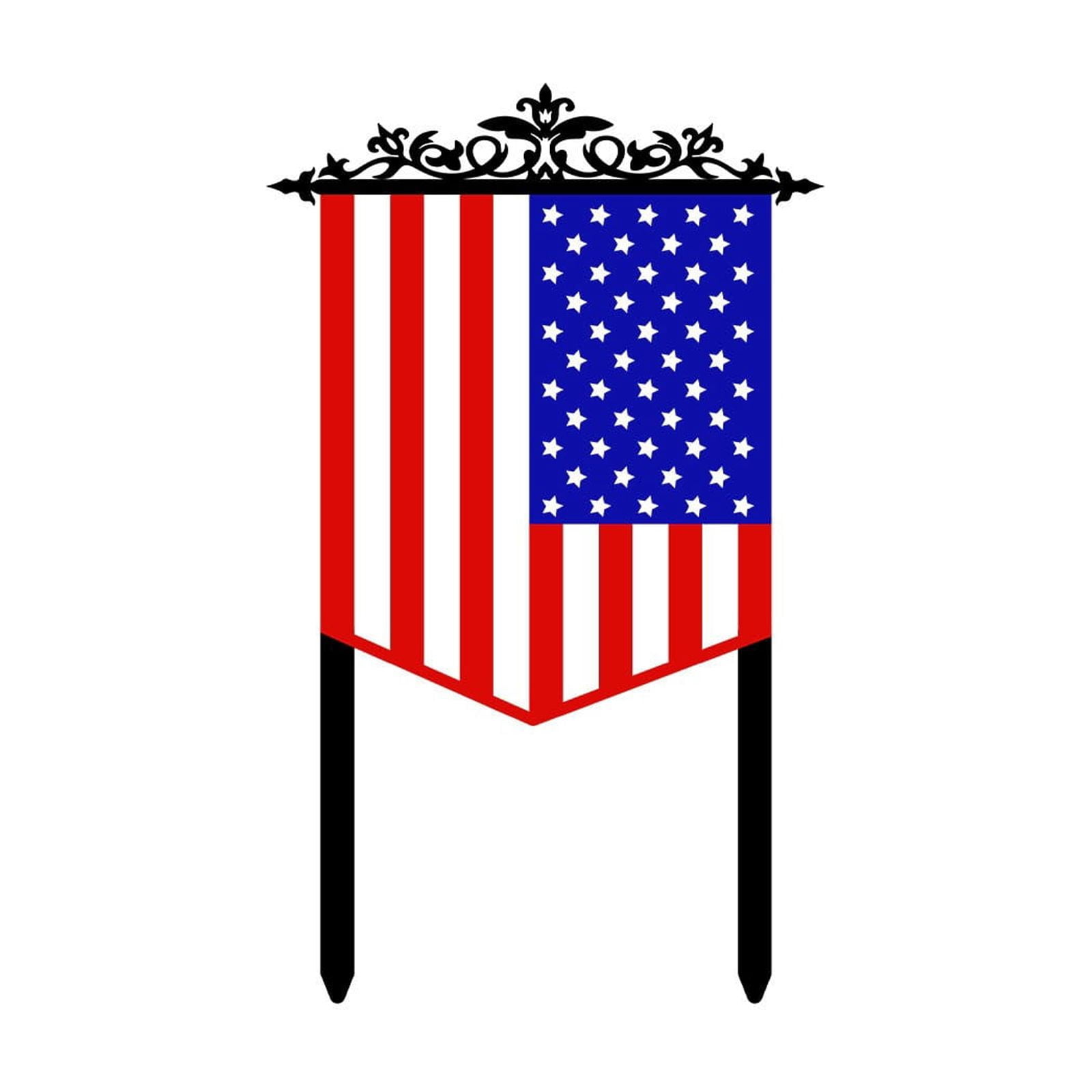 4th of July Garden Sign 12"x7", Patriotic Iron Ground Decoration ...