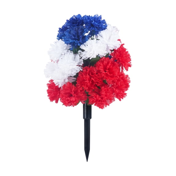 4th of July Garden Stake with Artificial Lilac, Red White Blue ...