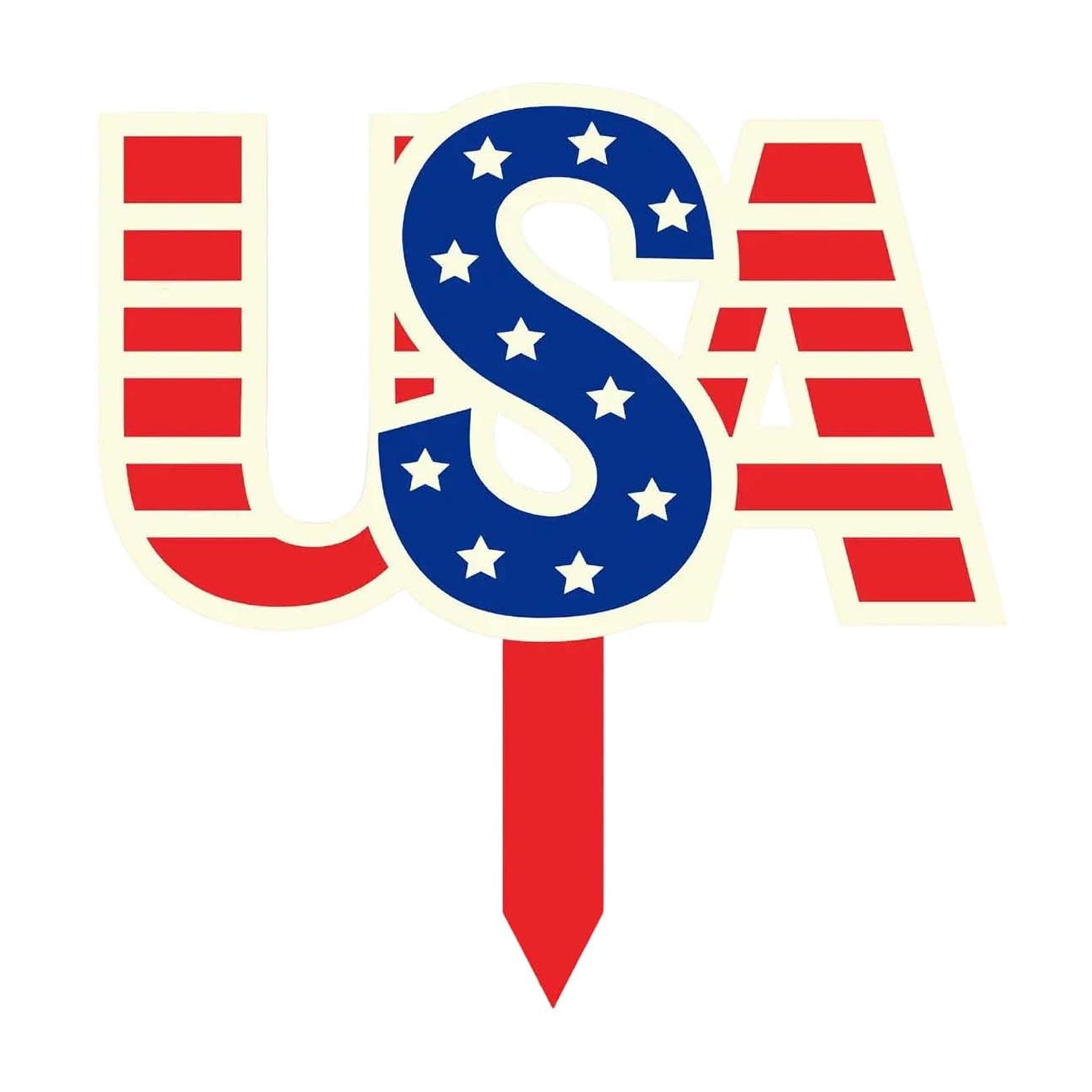 4th of July Garden Stakes Wooden Star American Flag Yard Signs ...