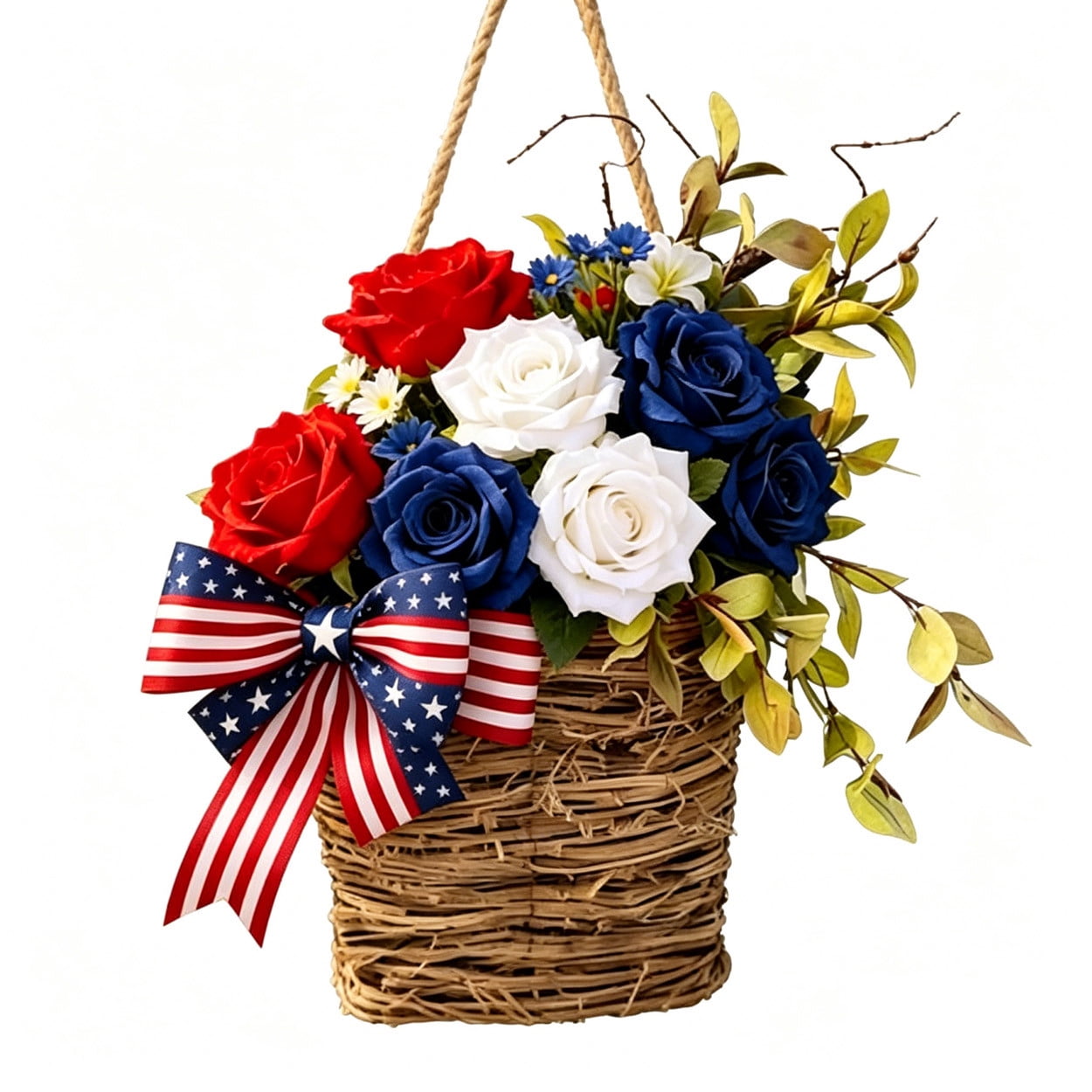 4th Of July Garland Independence Day Wreath Flower Basket Simulation