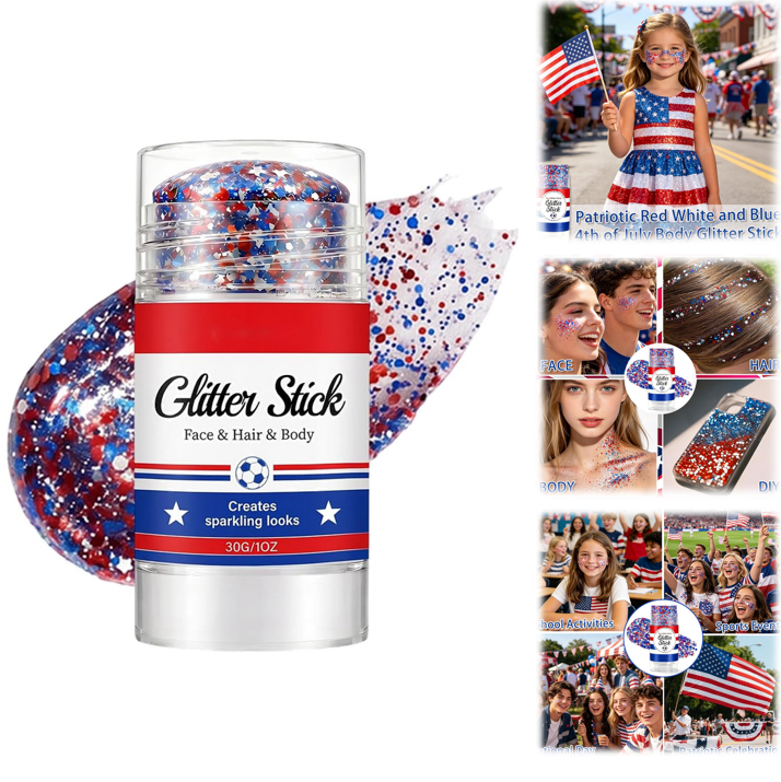 4th of July Glitter Stick, Red White & Blue Glitter Stick, Waterproof ...