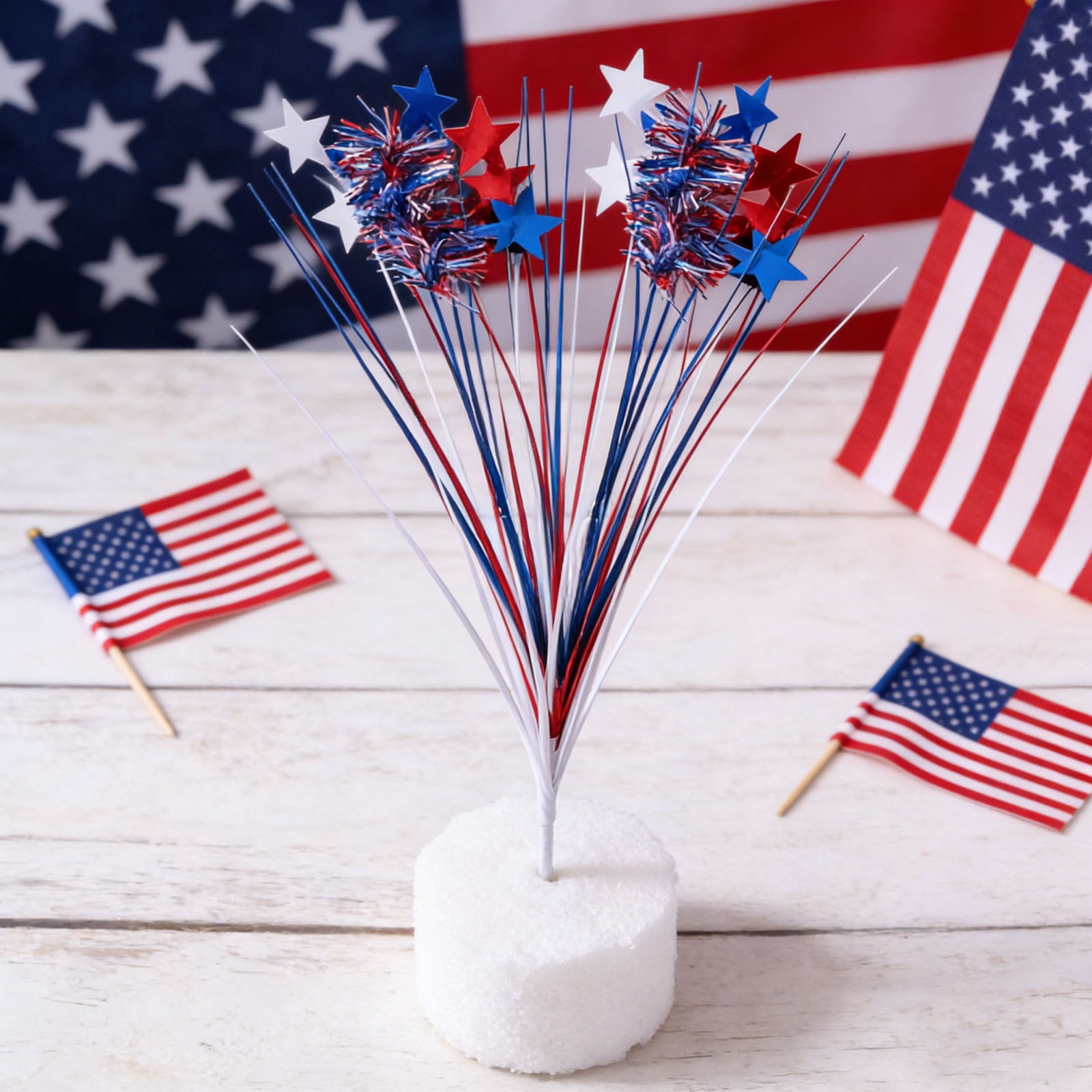 4th of July Glitter Tricolor Star Fireworks Picks，Sticks for Memorial ...