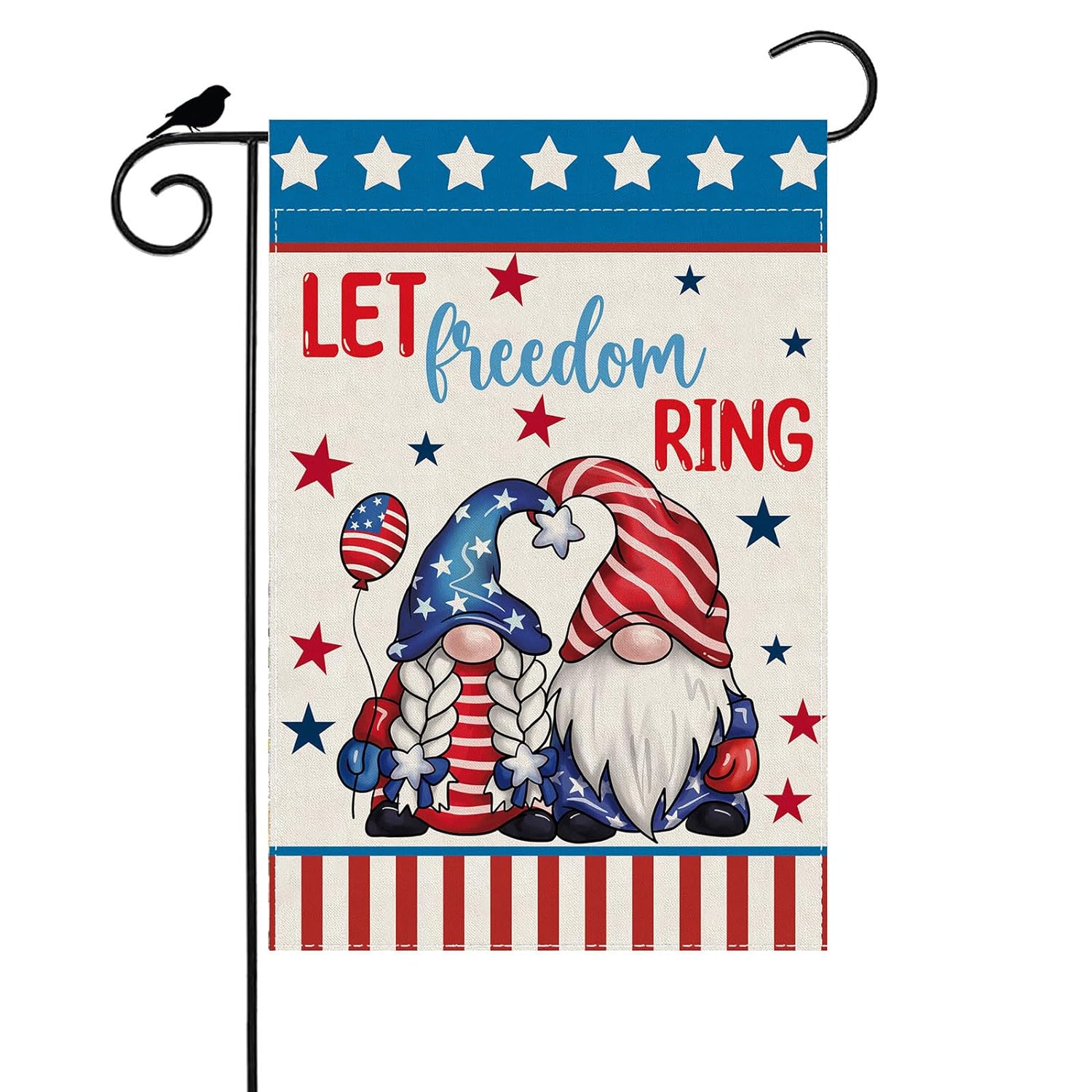 4th of July Gnome Garden Flag Double Sided American Patriotic Memorial ...