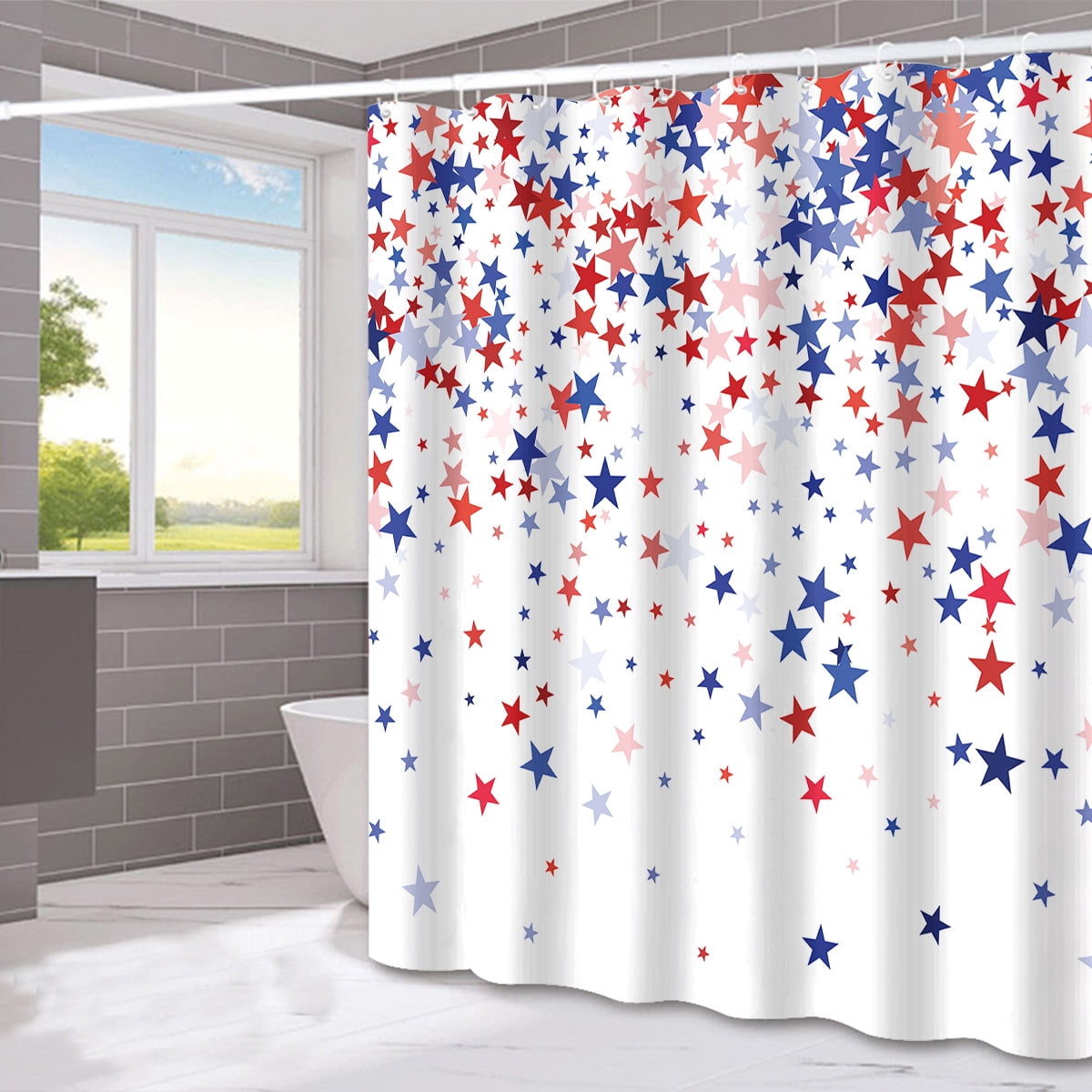 4th of July Gnome Patriotic Shower Curtain, American Flag Bathroom ...