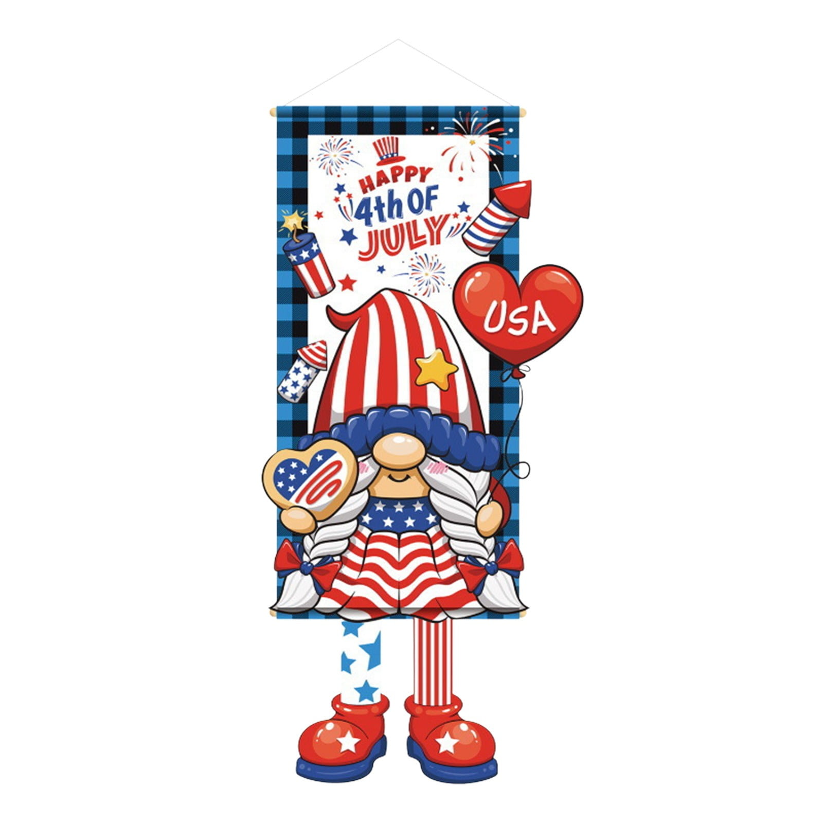 4th of July Gnomes Porch Sign Banner, Independence Day Decoration ...
