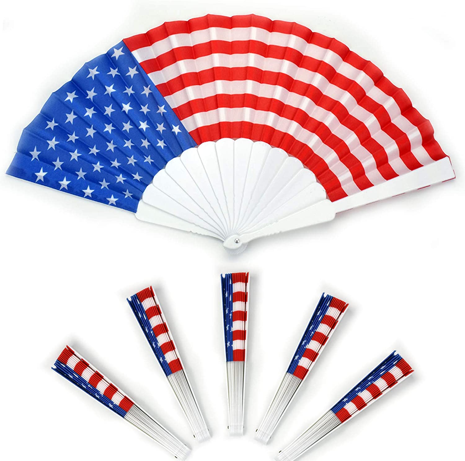 4th of July Hand Fans Folding Fabric for Patriotic USA/American Flag ...