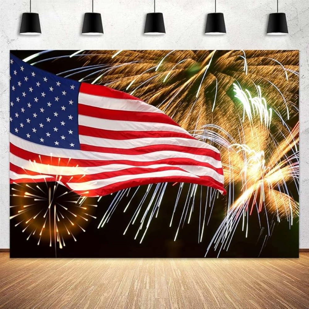 4th of July Happy Independence Day Backdrop, Independence Day Fireworks ...