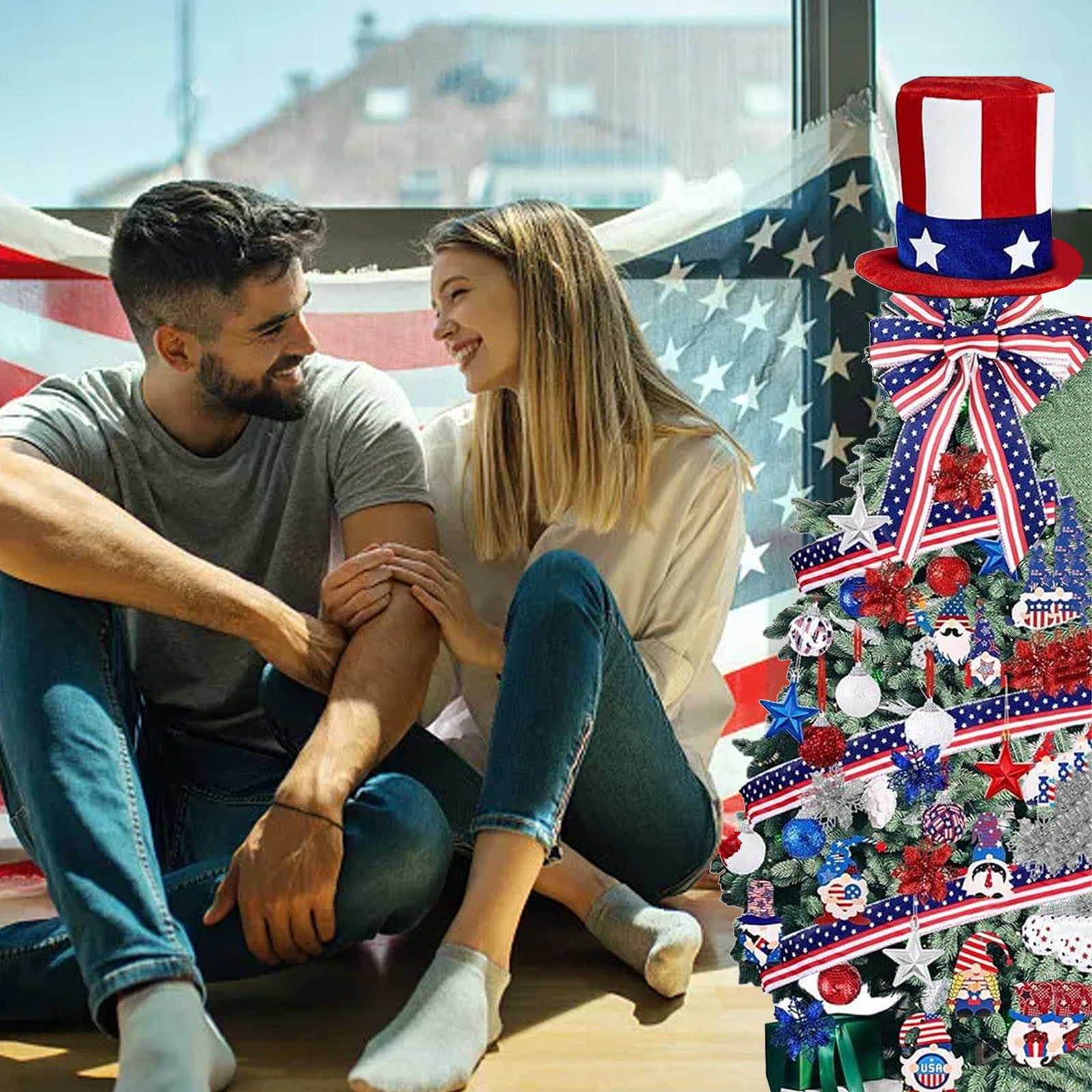 4th of July Hat for Tree Topper American Patriotic Memorial Day Tree ...