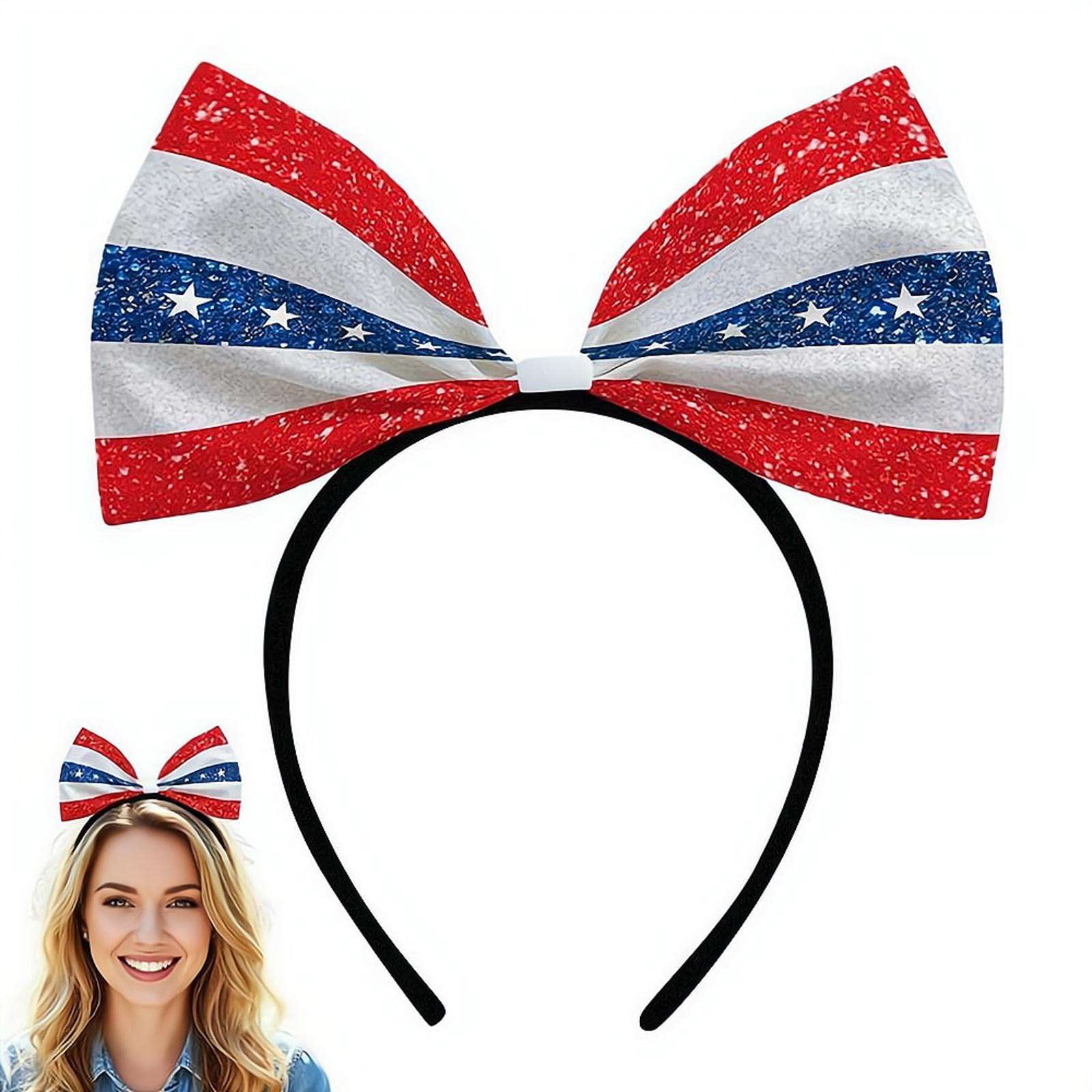4th of July Headband,Independence Day Bow Headband, Flag Star Design ...