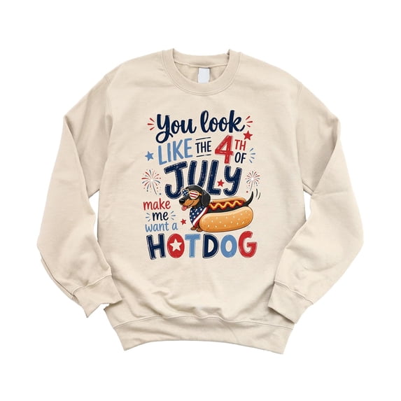 4th of July Hotdog Sweatshirt Funny Dachshund Patriotic USA Crewneck ...