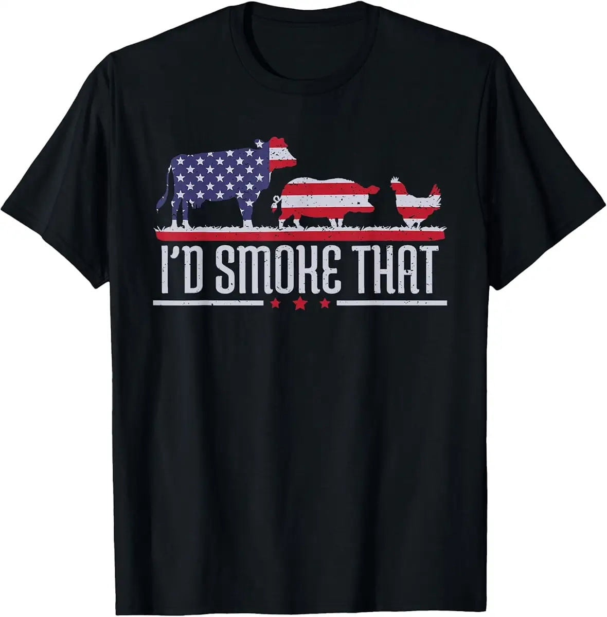 4th of July I'd Smoke That Patriot BBQ Barbeque Cook Chef Unisex T ...