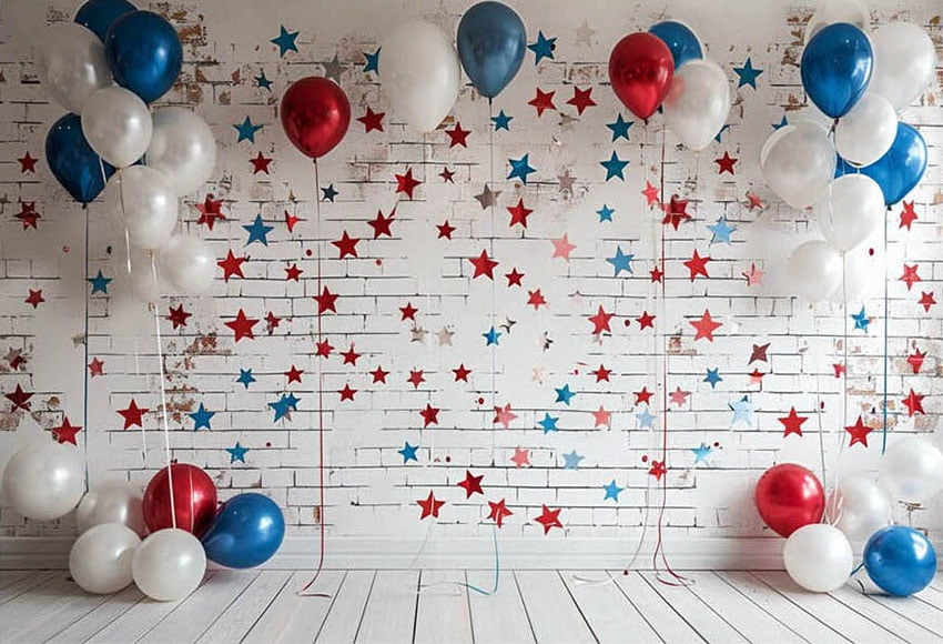4th of July Independence Balloon Stars Birthday Cake Smash Portrait r ...