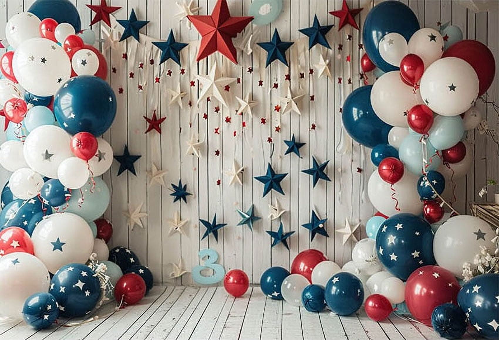 4th of July Independence Balloons Kids Birthday Cake Smash Portrait r Backdrop Photo Studio ...